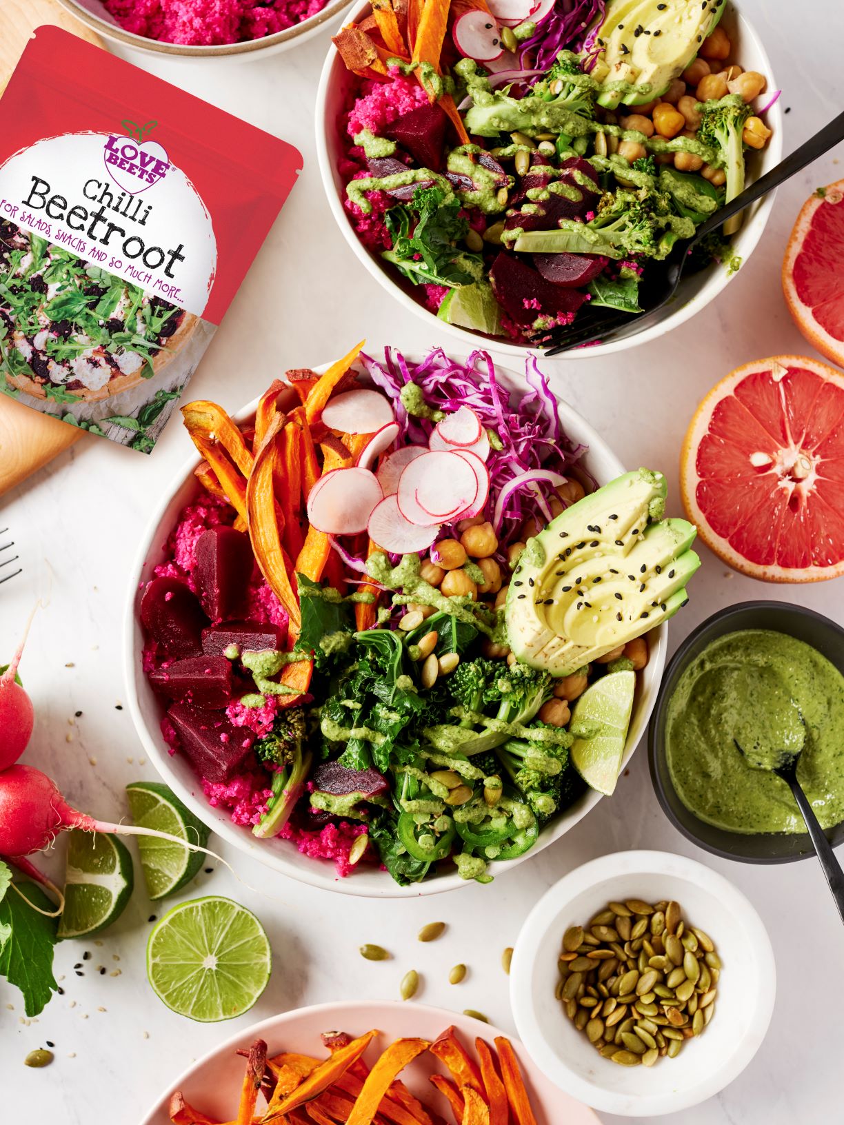 Fresh Za’atar Fried Chickpea, Chilli Beet, and Purple Cauliflower Salad ...