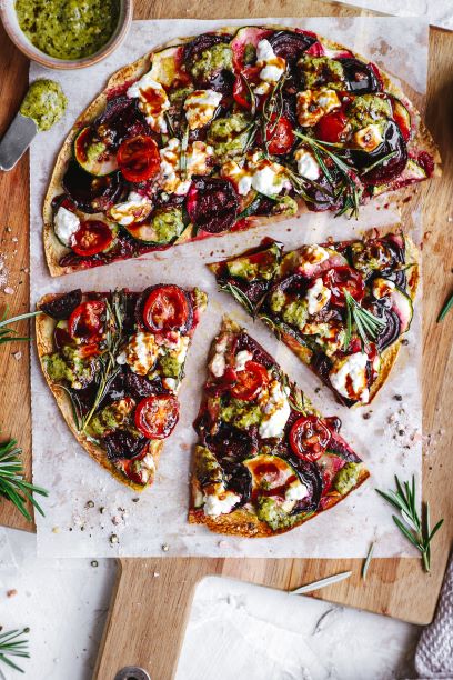 Beetroot & Zucchini Pesto Pizza - Love Beets
